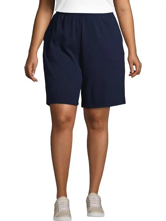 LANDS' END Sport Knit High-rise Shorts - Radiant Navy