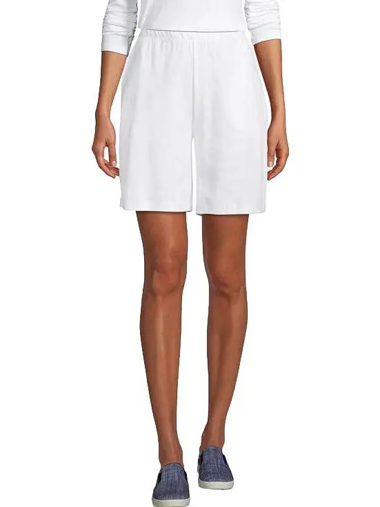 LANDS' END Sport Knit High-rise Shorts - White