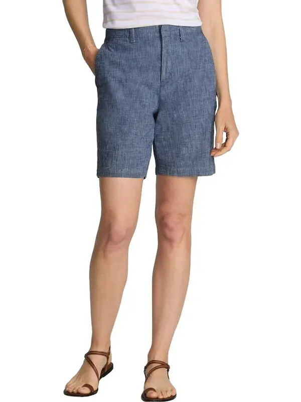 LANDS' END Classic 7" Chino Shorts With Elastic Back - Evening Sky Chambray