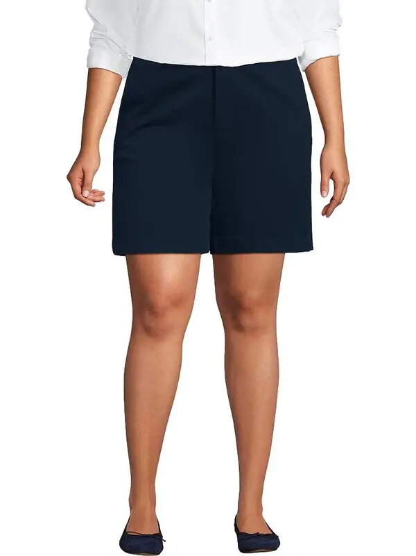 LANDS' END Classic 7" Chino Shorts With Elastic Back - Radiant Navy