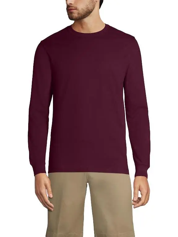 LANDS' END School Uniform Long Sleeve Essential T-shirt - Burgundy
