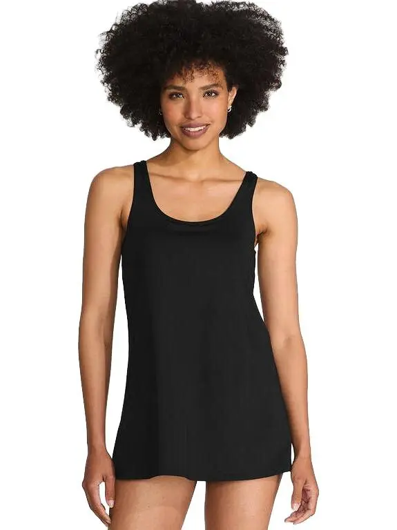 LANDS' END Scoop Neck Mini Swim Dress One-piece Swimsuit - Black