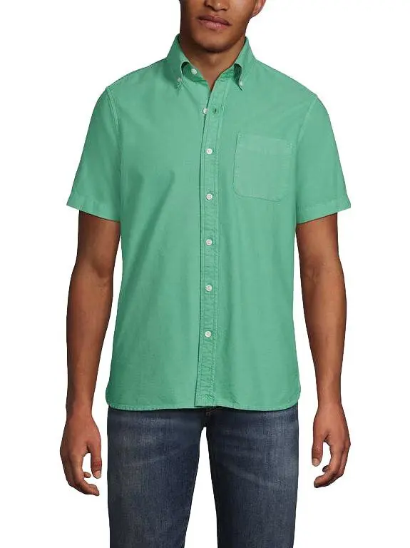 LANDS' END Short Sleeve Sail Rigger Shirt - Bay Water Green