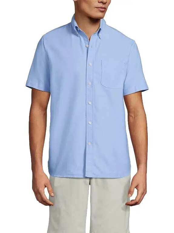 LANDS' END Short Sleeve Sail Rigger Shirt - Blue