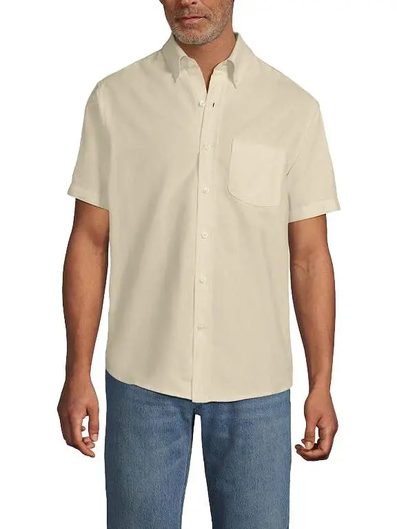 LANDS' END Short Sleeve Sail Rigger Shirt - Pale Sweet Butter