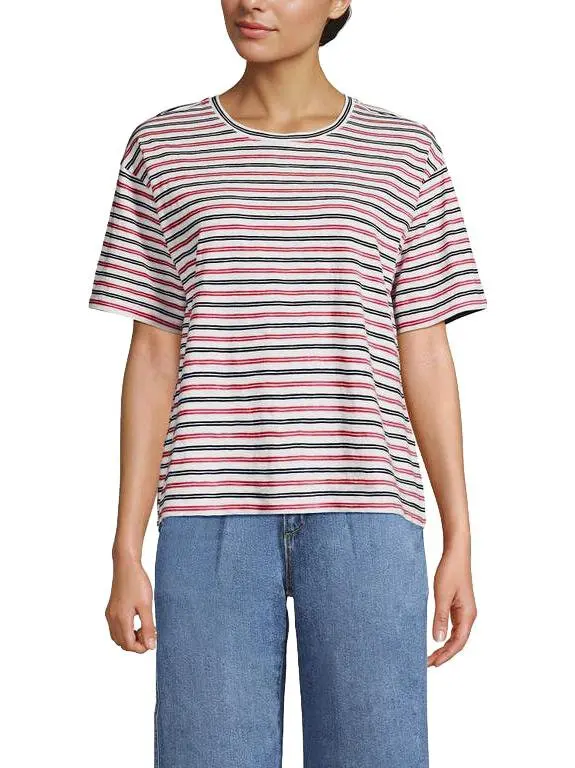 LANDS' END Short Sleeve Slub Jersey T-shirt - Clear Blue Sky