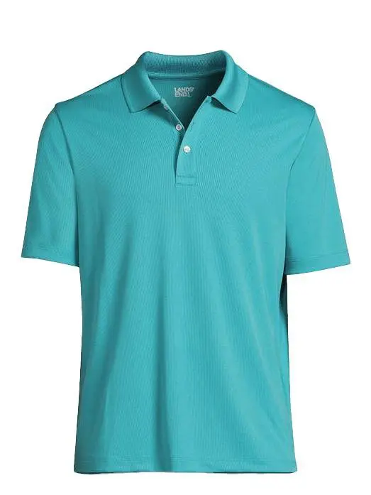 LANDS' END Short Sleeve Solid Active Polo Shirt - Peacock Teal