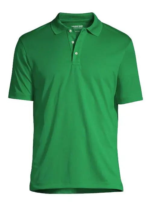 LANDS' END Short Sleeve Solid Active Polo Shirt - Vibrant Clover