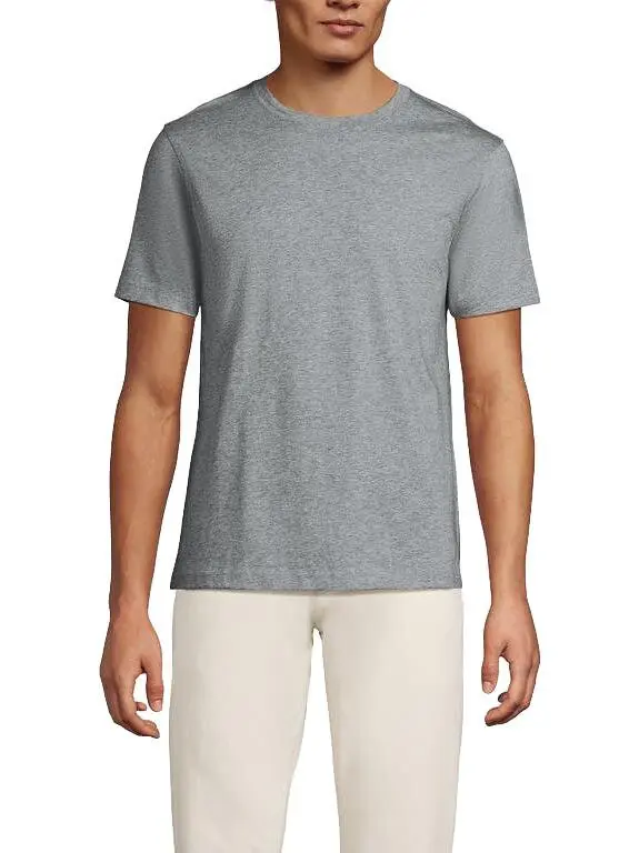 LANDS' END Short Sleeve Cotton Supima Tee - Gray Marble Heather