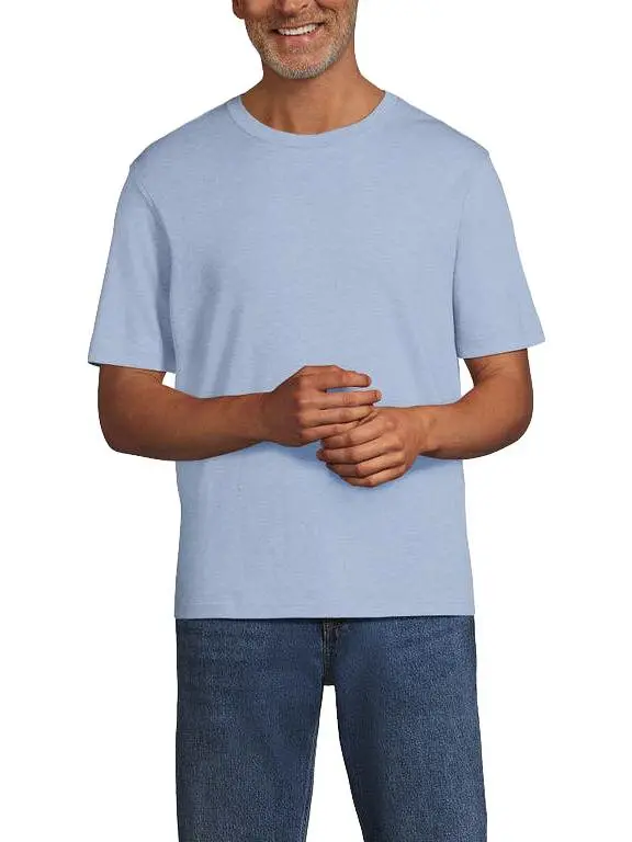 LANDS' END Short Sleeve Cotton Supima Tee - Light Pool Blue Heather
