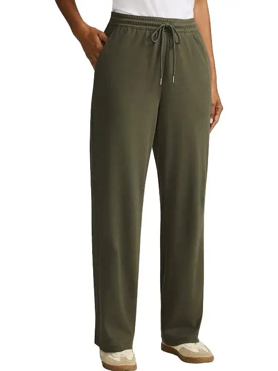 LANDS' END Sport Knit High Rise Relaxed Straight Leg Pants - Forest Moss