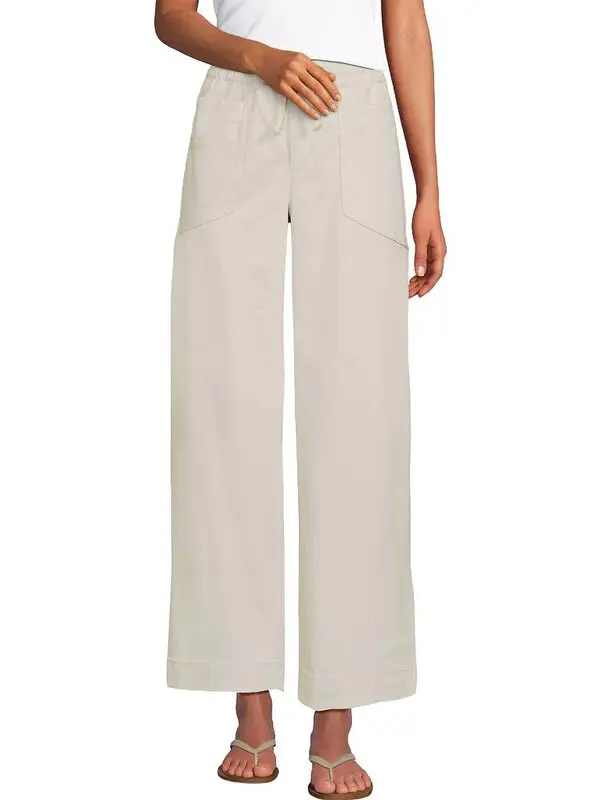 LANDS' END Herringbone Chino Relaxed Straight Ankle Pants - Light Stone