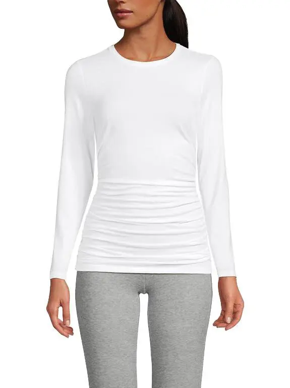 LANDS' END Power Performance Fitted Long-sleeve Tee - White