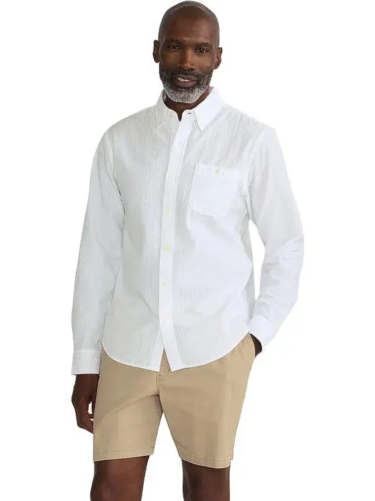 LANDS' END Long Sleeve Seersucker Shirt - White