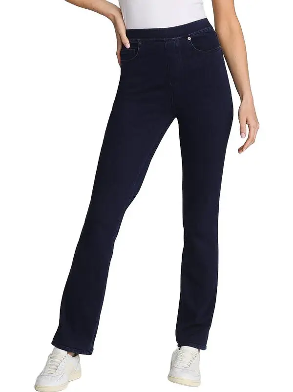 LANDS' END Starfish High Rise Knit Denim Straight Jeans - Dark Indigo