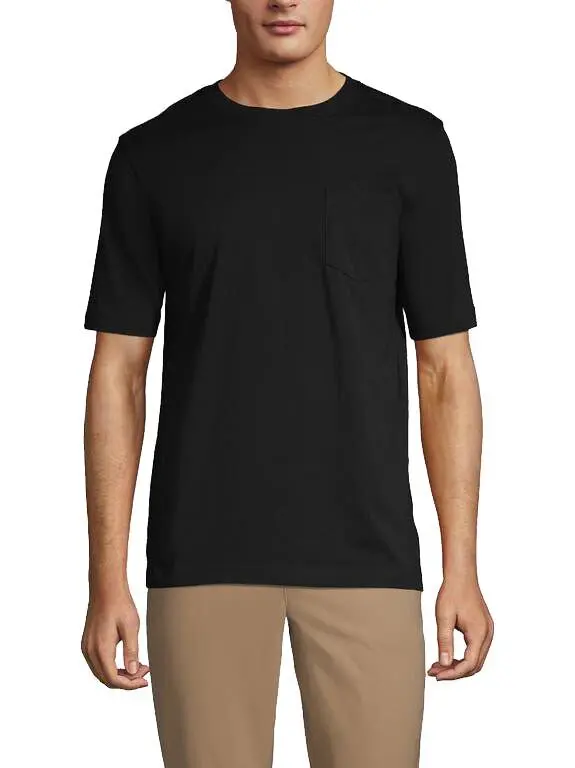 LANDS' END Super-t Short Sleeve T-shirt With Pocket - Black
