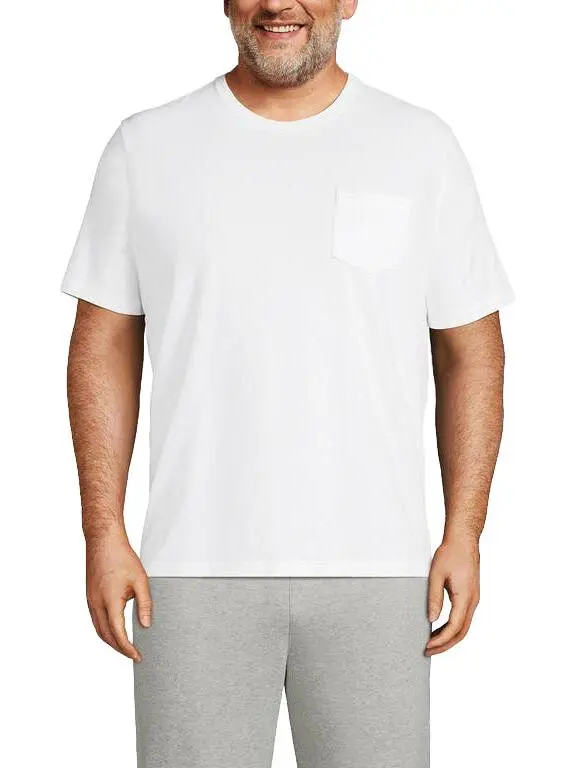 LANDS' END Super-t Short Sleeve T-shirt With Pocket - White