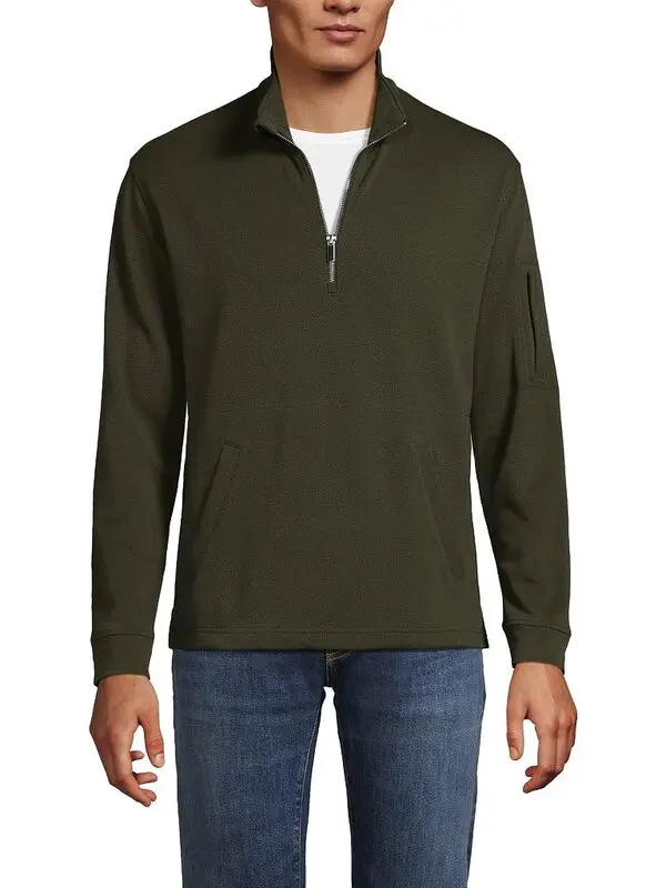 LANDS' END Long Sleeve Performance Quarter Zip - Forest Moss