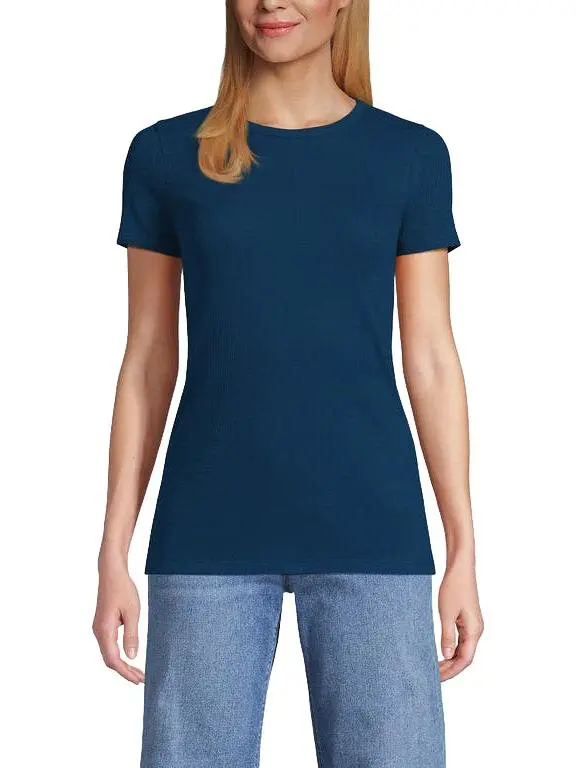 LANDS' END Cotton Rib T-shirt - Baltic Teal