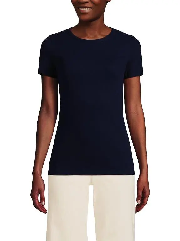 LANDS' END Cotton Rib T-shirt - Deep Sea Navy