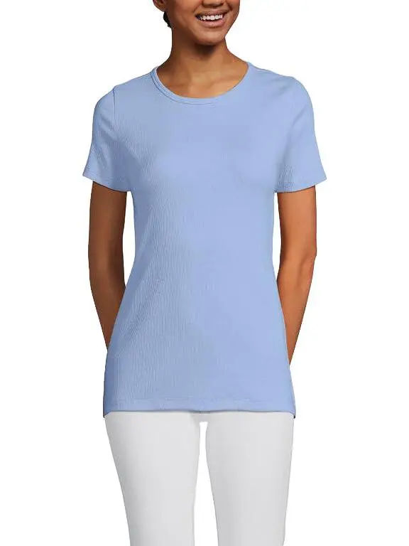 LANDS' END Cotton Rib T-shirt - Light Sea Blue