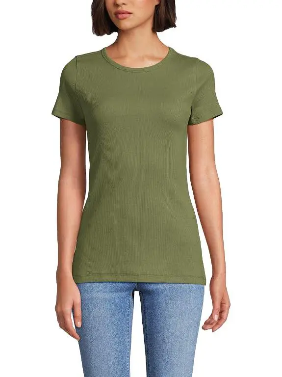 LANDS' END Cotton Rib T-shirt - Simply Olive