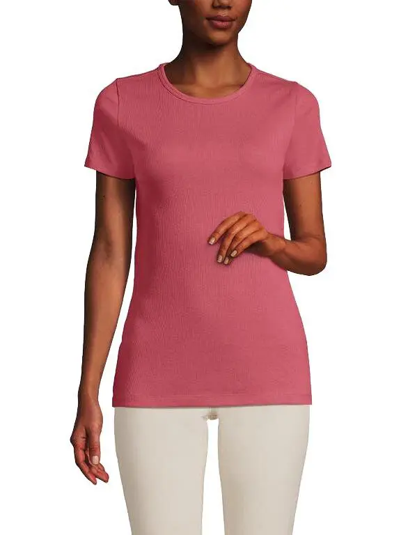 LANDS' END Cotton Rib T-shirt - Soft Mojave Rose