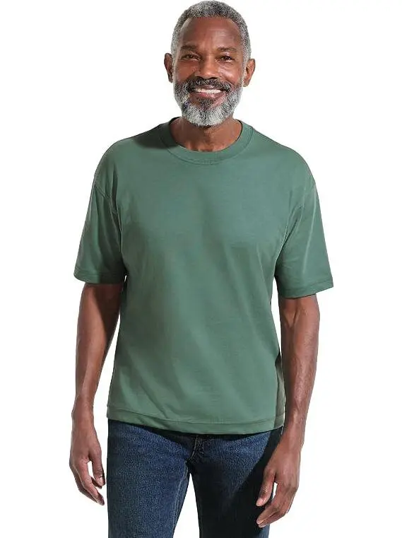 LANDS' END Short Sleeve Super-t Crew Relaxed Fit Tee - Eucalyptus