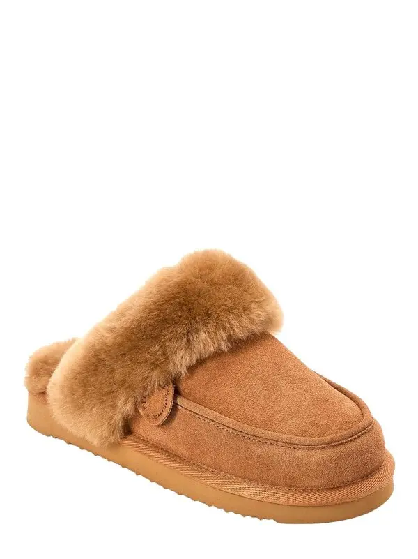 DEARFOAMS Fireside Melville Shearling Scuff Slipper - Chestnut