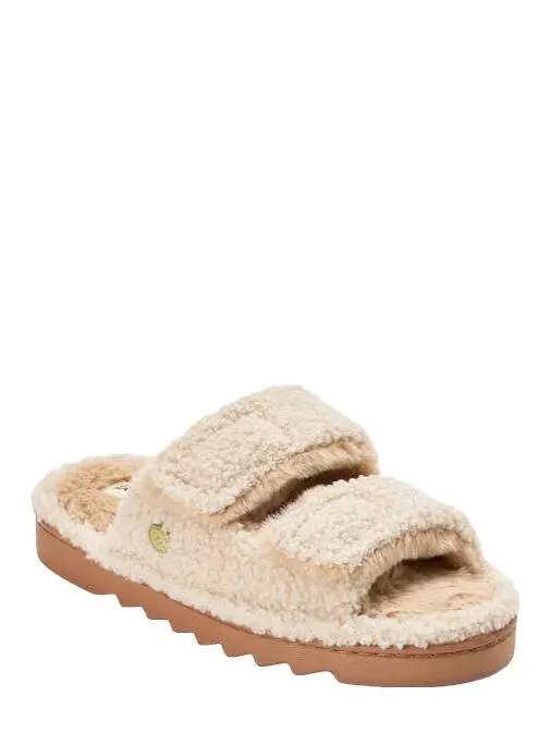 DEARFOAMS Regina Teddy Double Band Slide Slipper - Latte