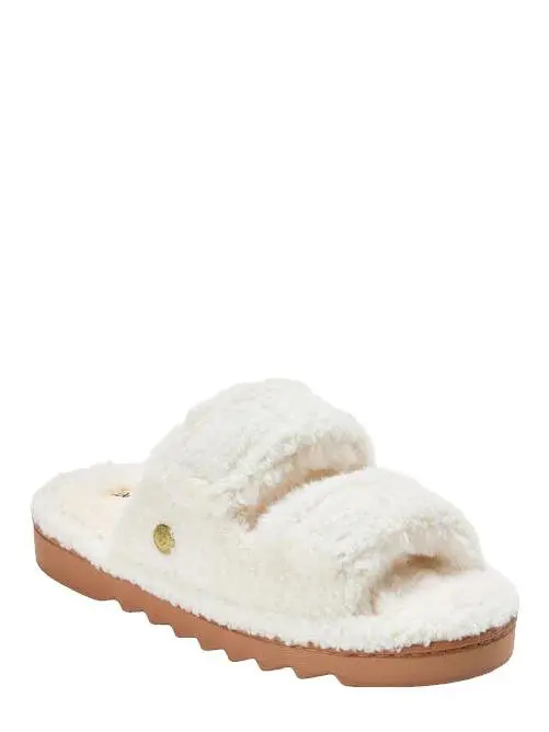 DEARFOAMS Regina Teddy Double Band Slide Slipper - Muslin