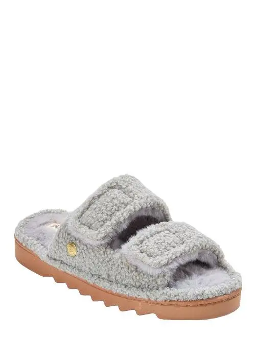 DEARFOAMS Regina Teddy Double Band Slide Slipper - Sleet