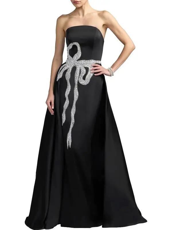 Mac Duggal Strapless Gown - Black White