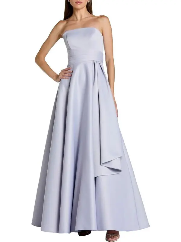 Mac Duggal Satin Strapless A-line Ballgown - Periwinkle