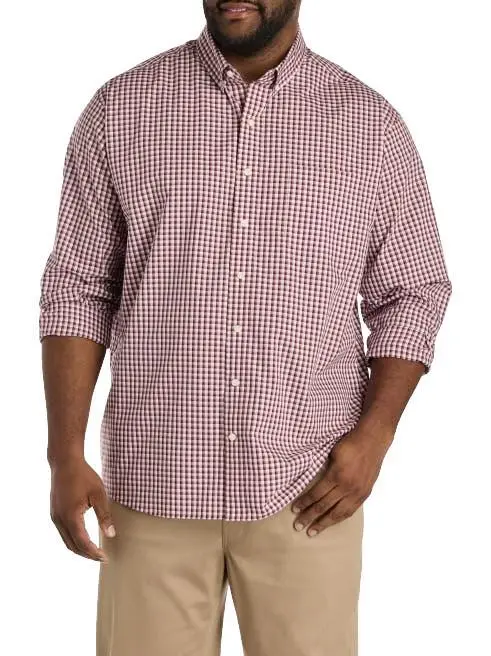 OAK HILL BY DXL Big & Tall Small Plaid Sport Shirt - Pink