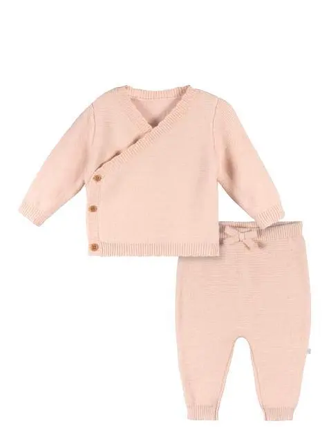 JUST BORN Scalloped Sweater Knit Two-piece Set - Pink