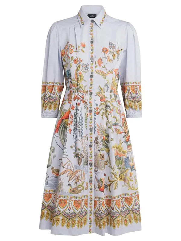 Etro Cotton Printed Maxi Shirt Dress - Blue