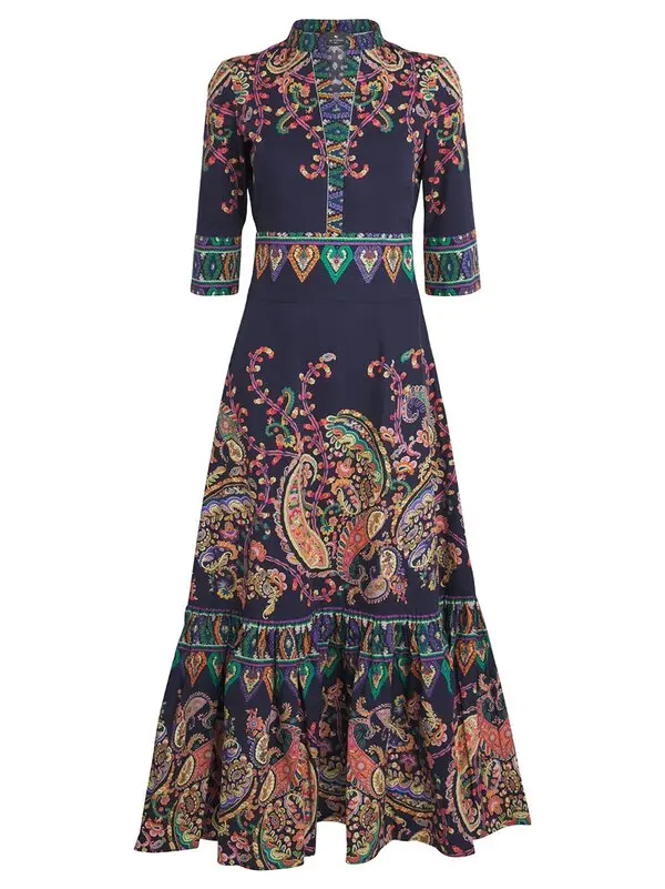 Etro Cotton Paisley Maxi Dress - Blue