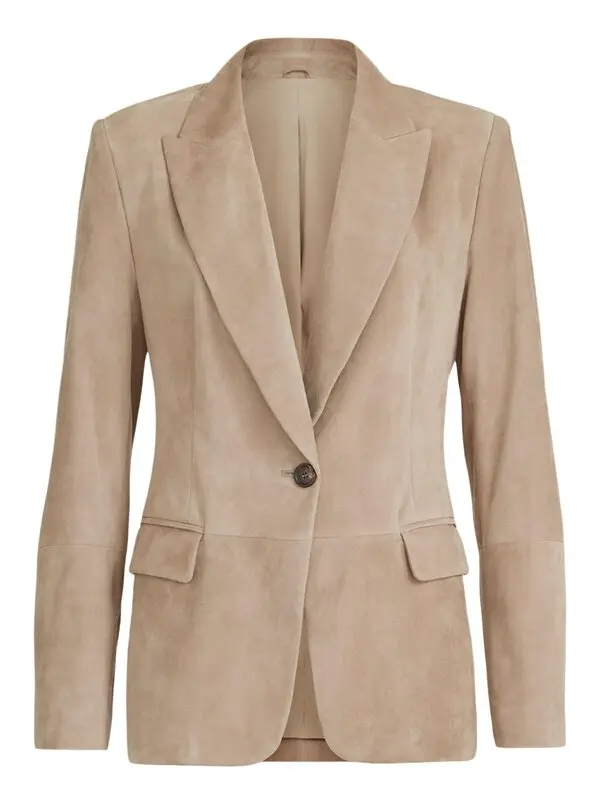 Brunello Cucinelli Suede Blazer With Monili Detailing - Brown