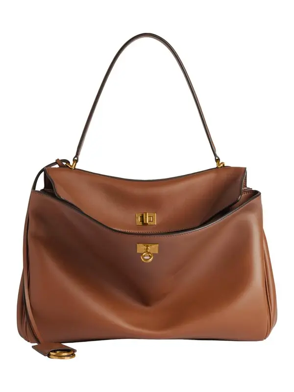 Balenciaga Medium Leather Rodeo Shoulder Bag - Brown