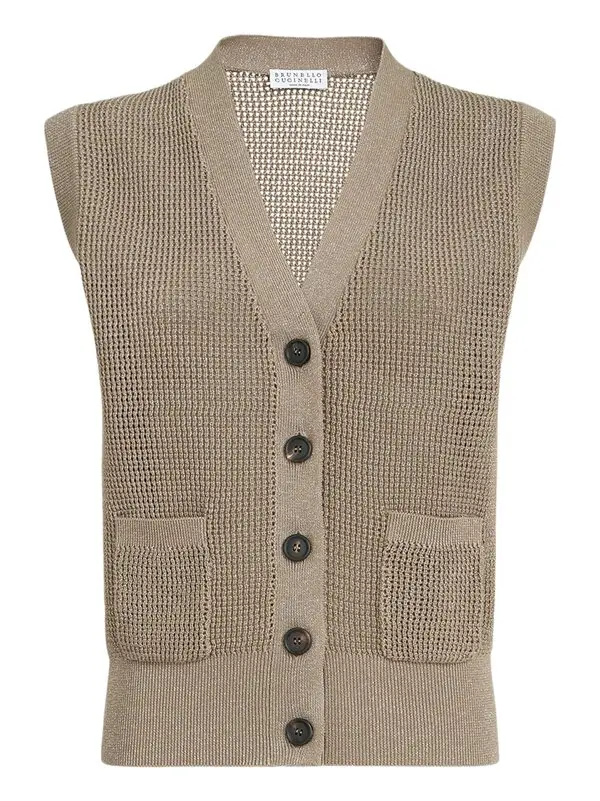 Brunello Cucinelli Cotton-blend Sleeveless Cardigan - Brown