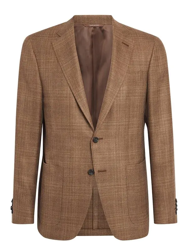 Canali Wool-silk-linen Check Blazer - Brown