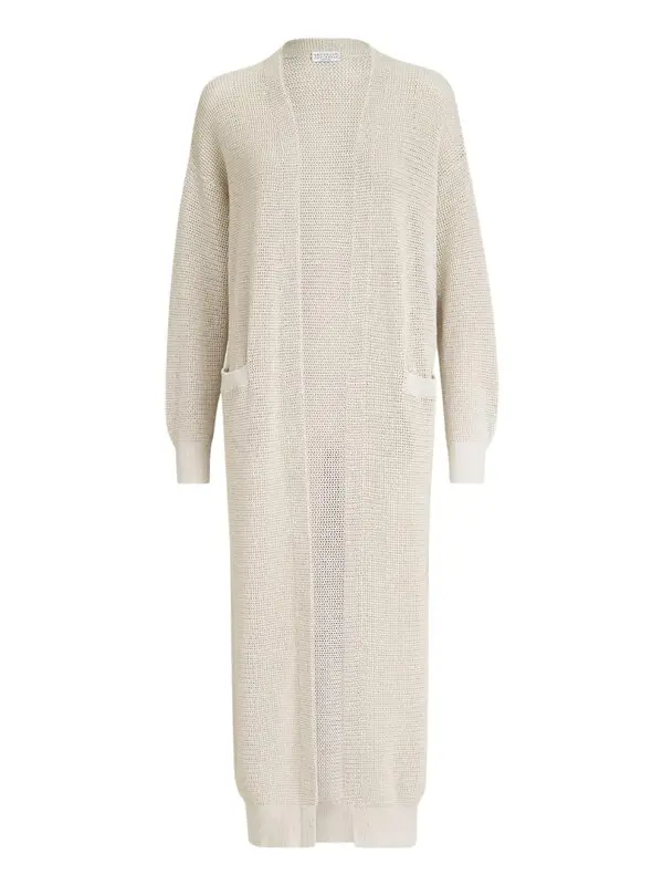Brunello Cucinelli Cotton-blend Knitted Long Cardigan - Beige