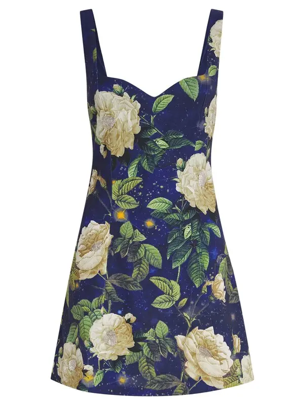 Alice + Olivia Floral Crystal-embellished Eve Mini Dress - Navy