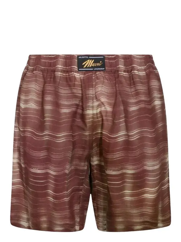 Marni Striped Ramie Shorts - Brown