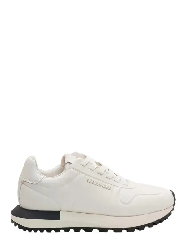 Emporio Armani Lace-up Panelled Sneakers - White