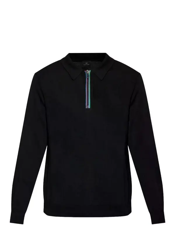 Paul Smith Zip Polo Shirt - Black