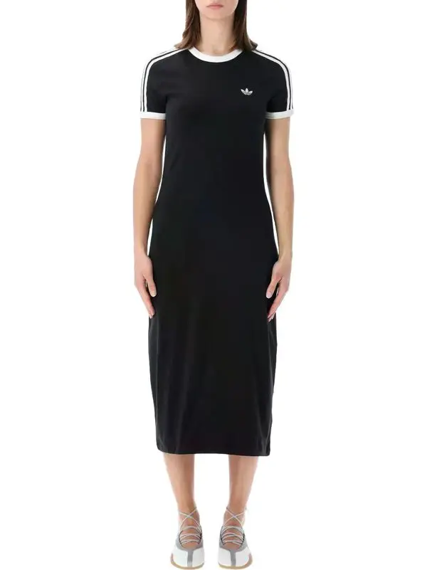 Adidas Stripe Midi T-shirt Dress - Black