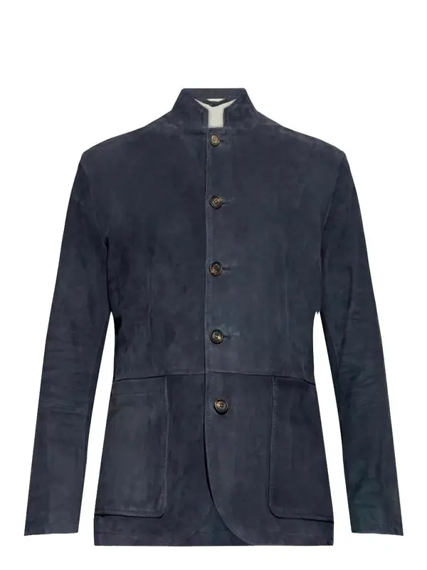 Eleventy Button Lambskin Jacket - Blue