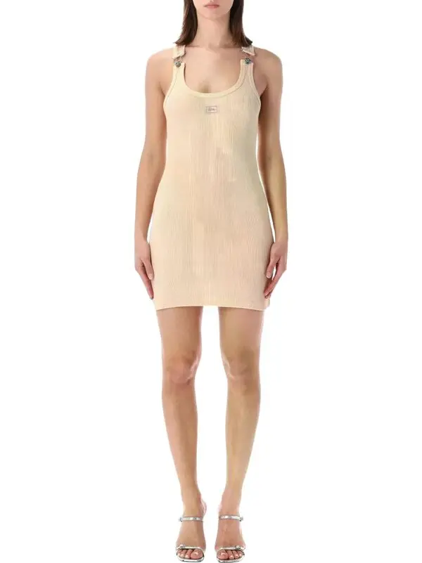 Jean Paul Gaultier Ribbed Patch Mini Dress - Neutrals